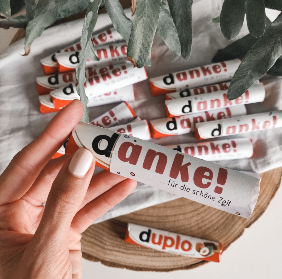 Abschiedsgeschenk „Danke für…“ | Banderole für Duplo-Schokoriegel ...
